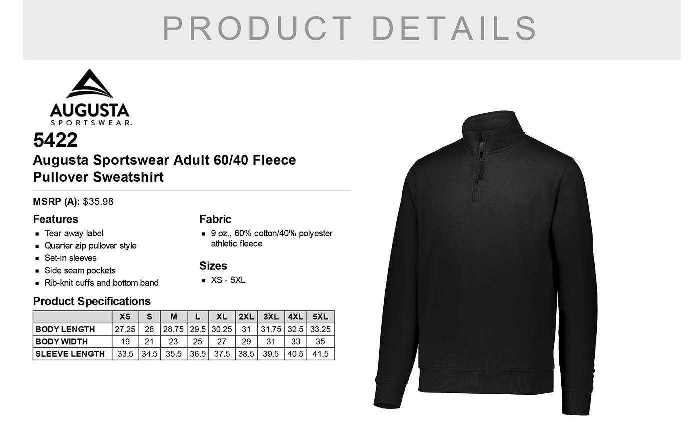 Augusta Sportswear Adult 60/40 Fleece Pullover Sweatshirt - Heat and ...